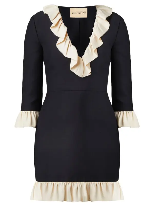 Valentino Garavani Ruffled-trim Mini Dress - Black
