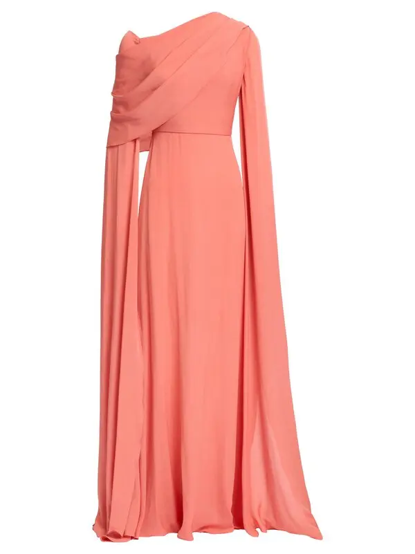 Elie Saab Long Georgette Gown - Coral
