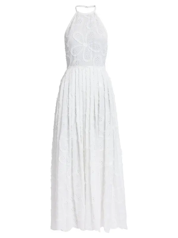 Elie Saab Embroidered Midi Dress - White