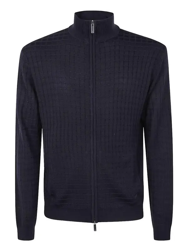 Emporio Armani Full Zip Turtleneck Sweater - Blue