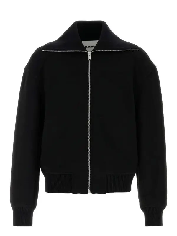 JIL SANDER Zip-up Bomber Jacket - Black