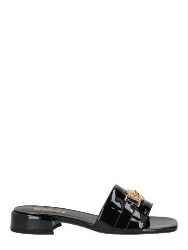 Versace Patent Leather Slide Sandals - Black