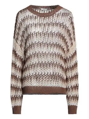 Peserico Cotton-blend Open-knit Sweater - Brown