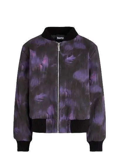 DISCLAIMER Denim Floral-print Bomber Jacket - Purple