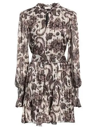 LIU •JO Mini Flared Paisley Print Dress - Beige