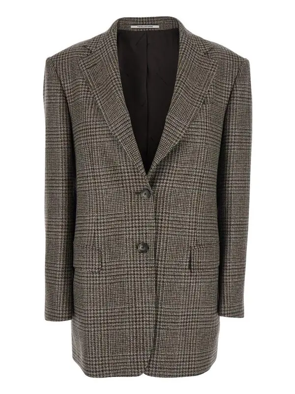 Tagliatore Single-breasted Wool-cashmere Jacket With Check Pattern - Brown