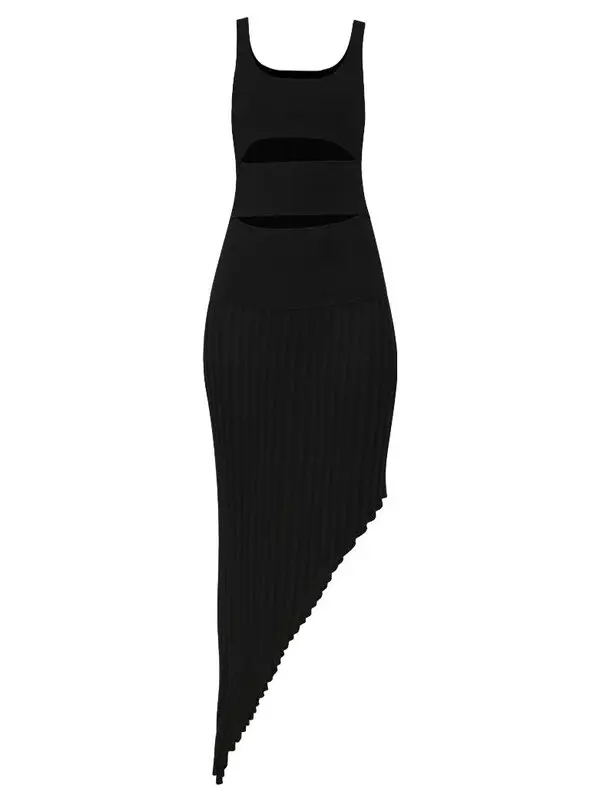 Christopher Esber Slashed Knit Asymmetric Tank Dress - Black