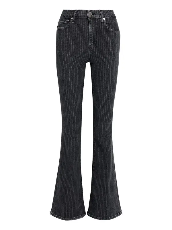 FRAME Le High Flare Pinstriped Jeans - Charcoal