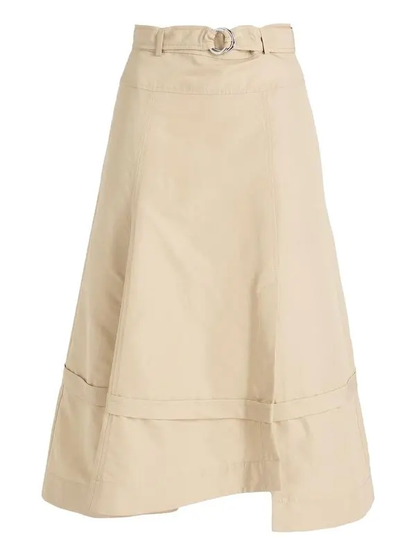 3.1 Phillip Lim Belted Cotton-blend Ottoman Midi Skirt - Beige