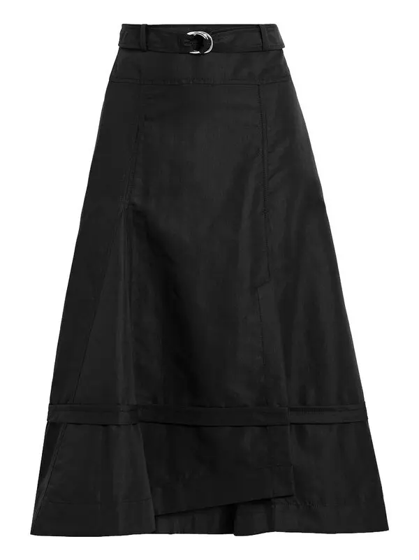 3.1 Phillip Lim Belted Cotton-blend Ottoman Midi Skirt - Black