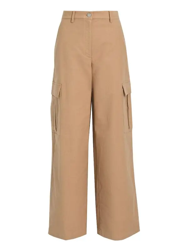 Theory Cotton-blend Twill Wide-leg Cargo Pants - Camel