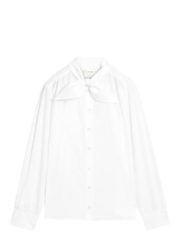 FRAME The Wednesday Bow-detailed Cotton-poplin Shirt - White