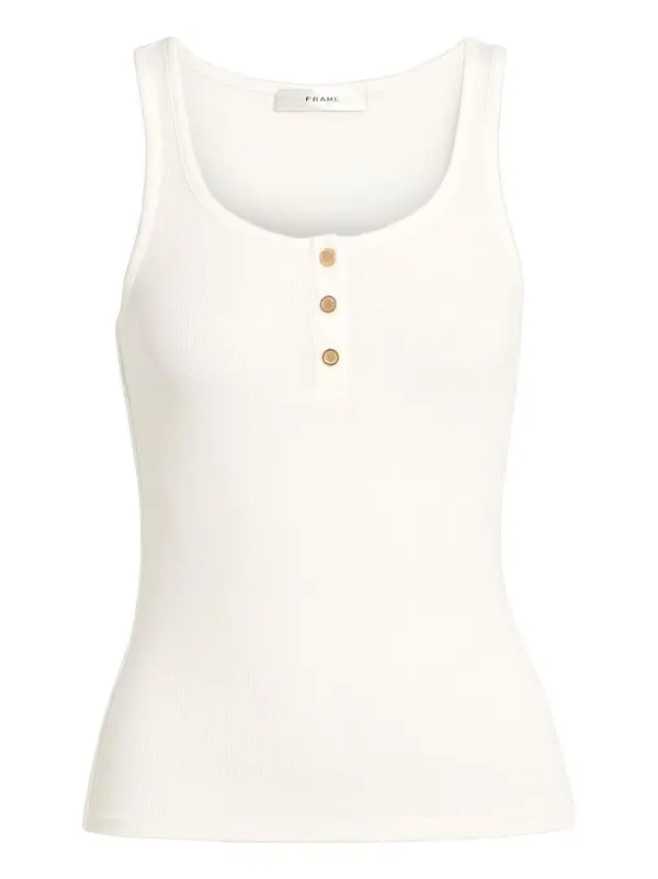 FRAME Ribbed Stretch-modal Tank - Off-white