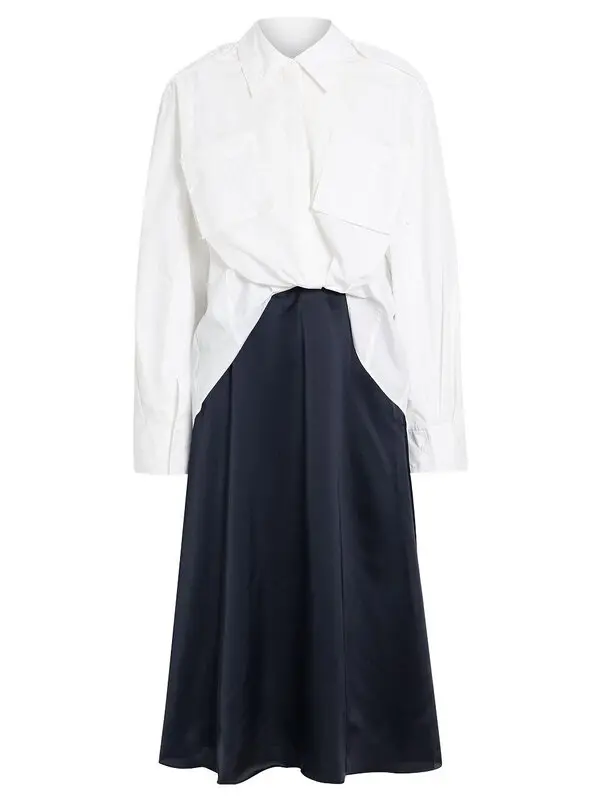 3.1 Phillip Lim Cotton-blend Poplin And Satin Midi Shirt Dress - White