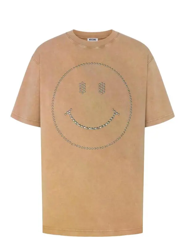 Moschino Smiley Studded T-shirt - Neutrals