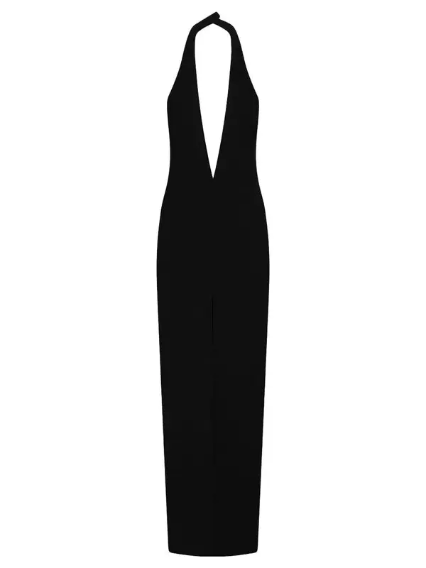 MONOT Halterneck Crepe Maxi Dress - Black