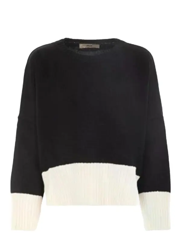 AKEP Colour-block Pullover Sweater - Black