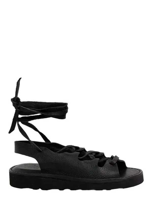 FRACAP Lace-up Leather Sandals - Black
