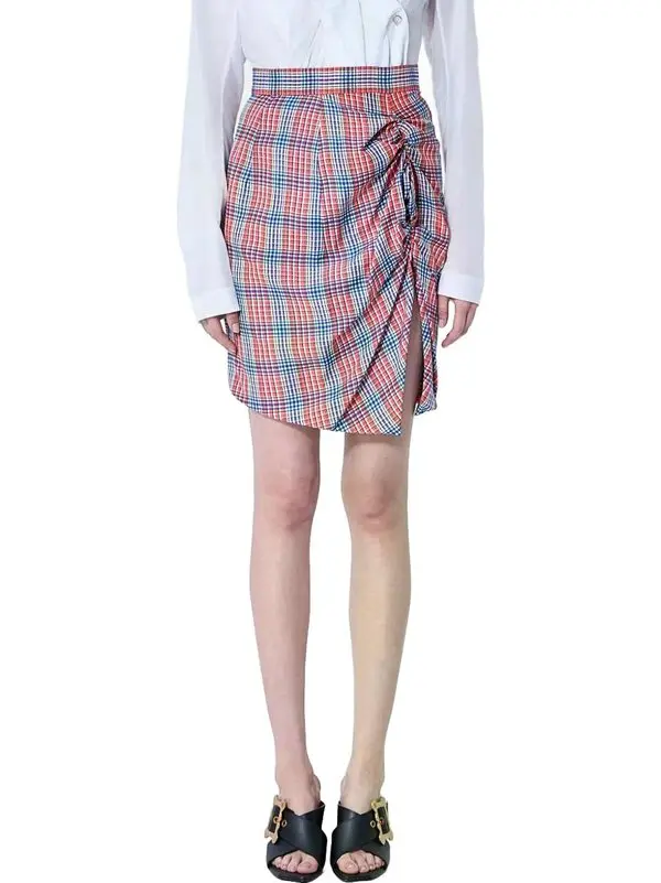 VIVIENNE WESTWOOD Check Weave Rouched Skirt - Red