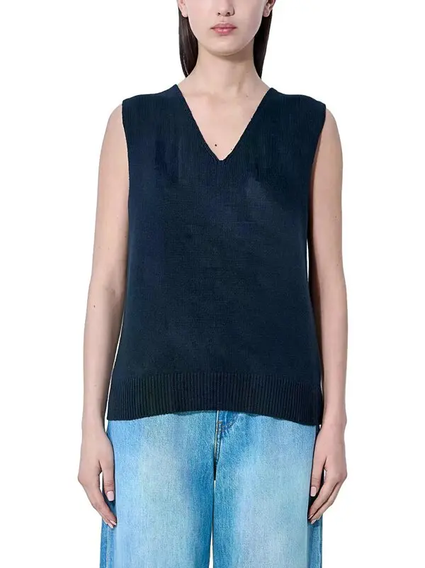 THE ROW V-neck Sleeveless Vest - Blue