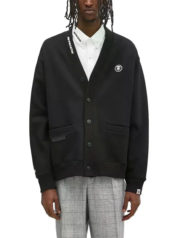 AAPE BY *A BATHING APE® Moonface Logo Buttoned Cardigan - Black