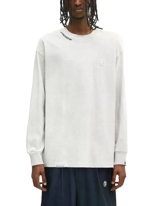 AAPE BY *A BATHING APE® Logo-embroidered Sleeve-print Long-sleeve T-shirt - Grey