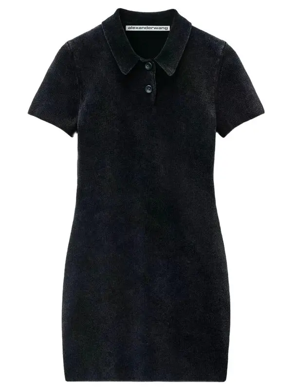 Alexander Wang Ribbed Polo Dress - Black
