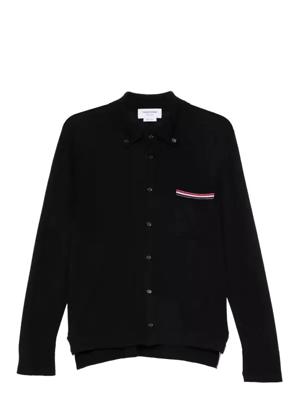 Thom Browne Rwb-stripe Virgin Wool Cardigan - Black