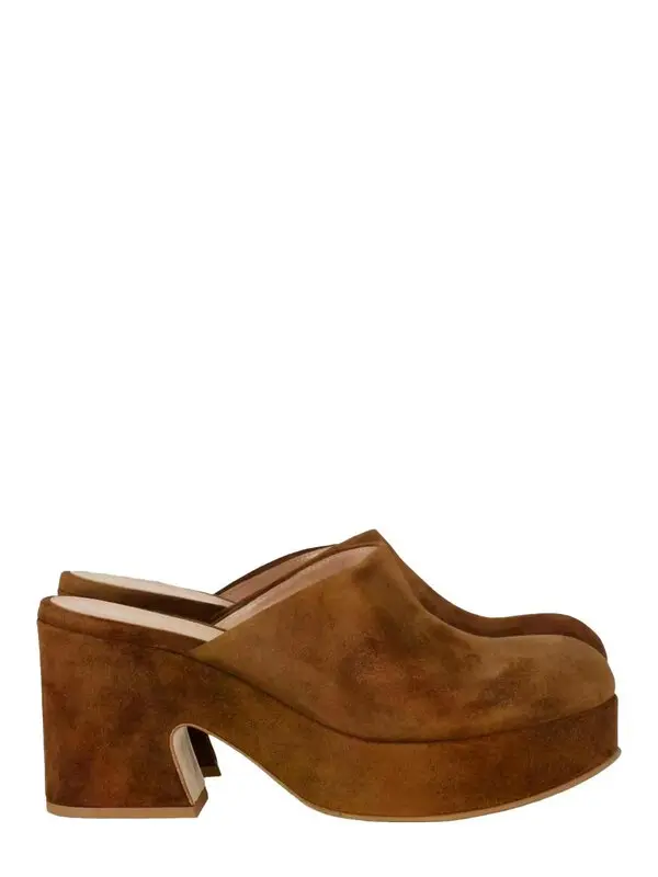 GIANVITO ROSSI Platform Suede Clogs - Brown