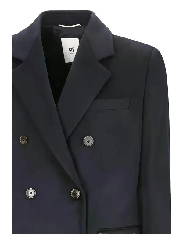 PT TORINO Double-breasted Wool Coat - Blue