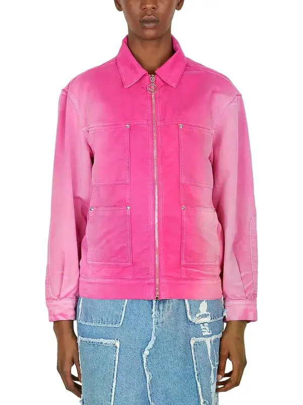 LOURDES Zip-front Long-sleeves Jacket - Pink