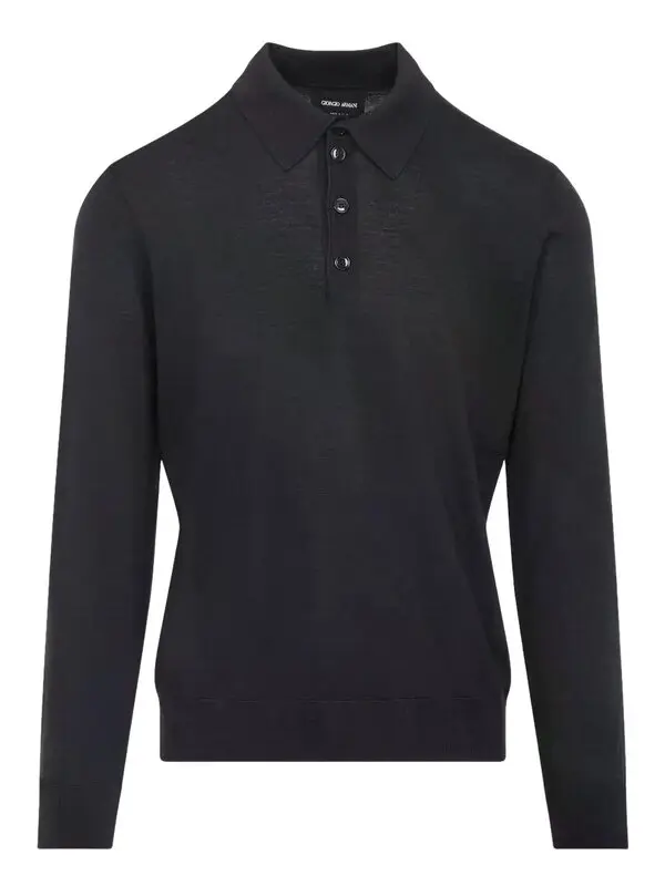 Giorgio Armani Wool Polo Shirt - Black