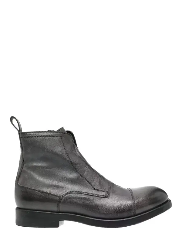 LEQARANT Leather Zip-up Ankle Boots - Grey