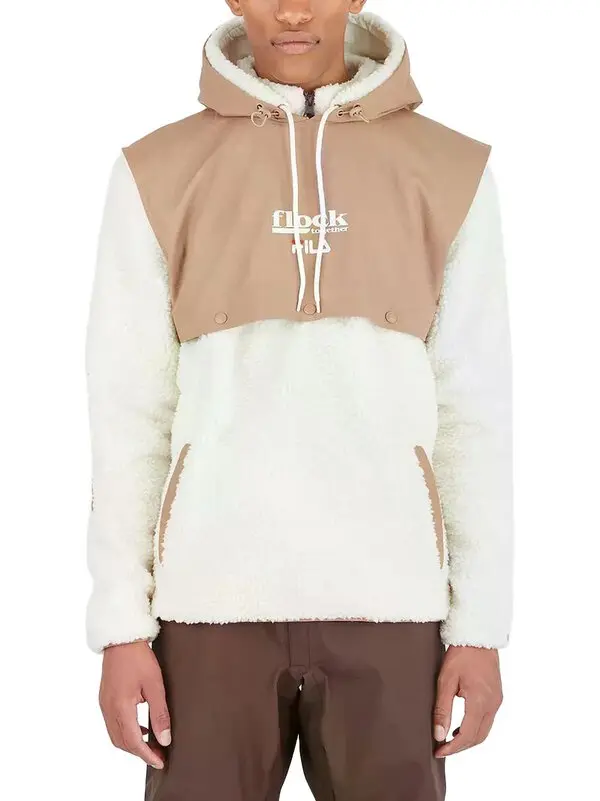 FILA Fleece Paneled Half-zip Hoodie - Neutrals