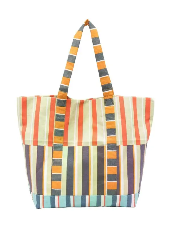 ÉPICE Striped Panel Tote Bag - Green
