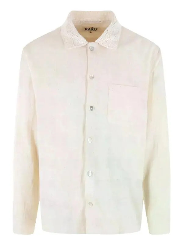 KARTIK RESEARCH Crochet-collar Cotton Shirt - Neutrals