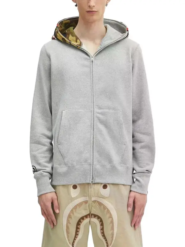 A BATHING APE Shark-motif Zip-up Hoodie - Grey