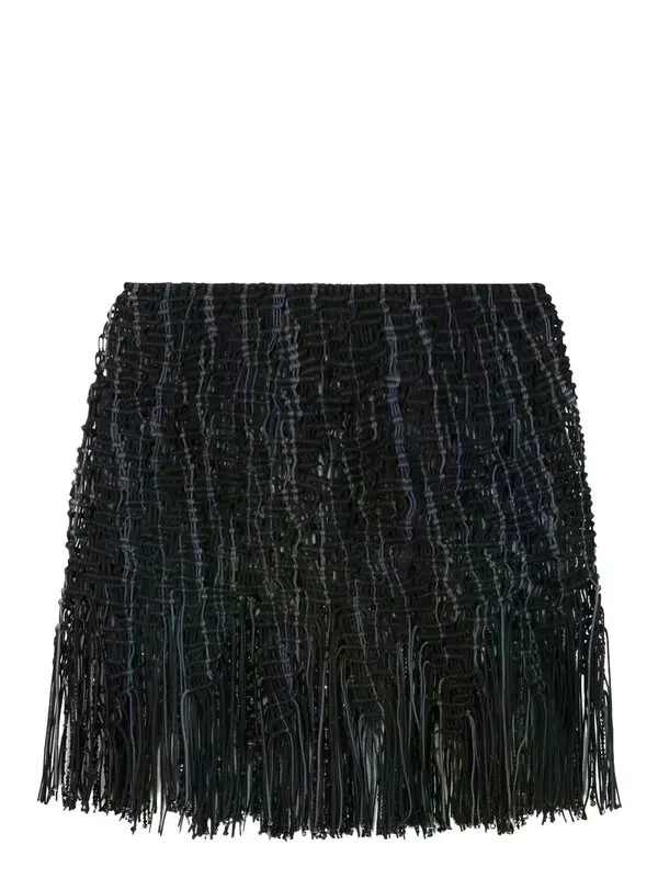 ROBERTA EINER Element Knitted Fringe Mini Skirt - Black