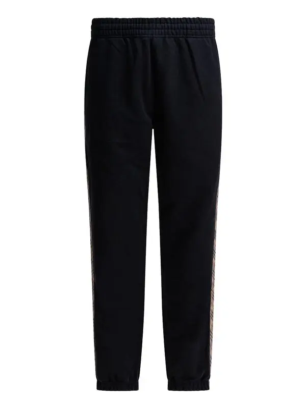 Burberry Trousers With Check Trim - Black