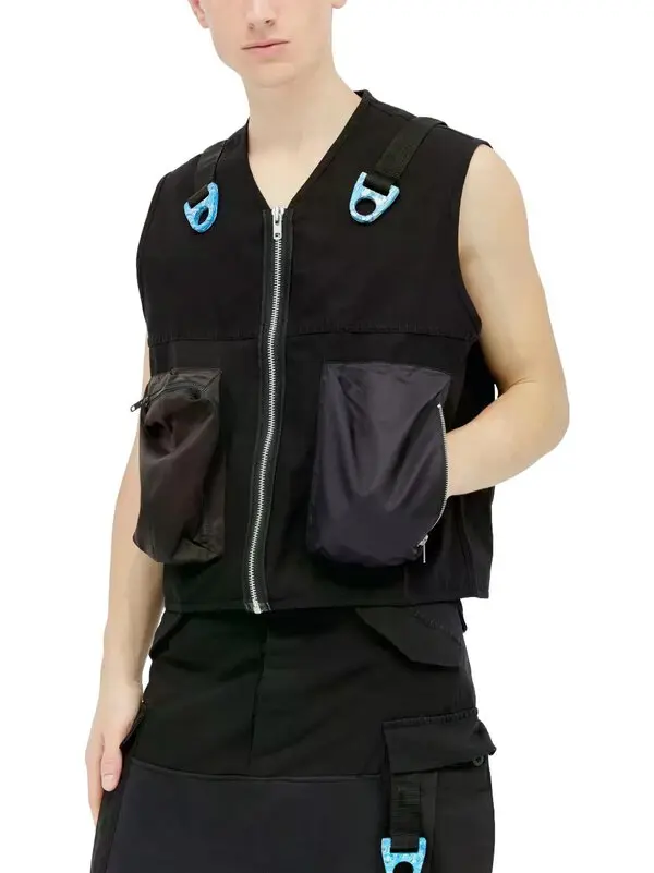SPACE AVAILABLE Ring-detail Utility Vest - Black