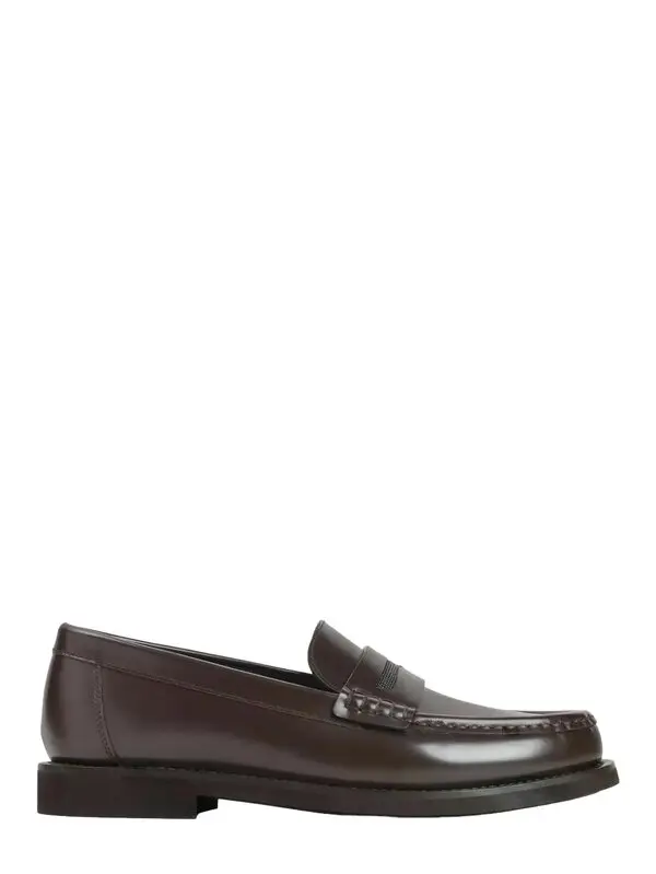 Brunello Cucinelli Penny-strap Leather Loafers - Brown