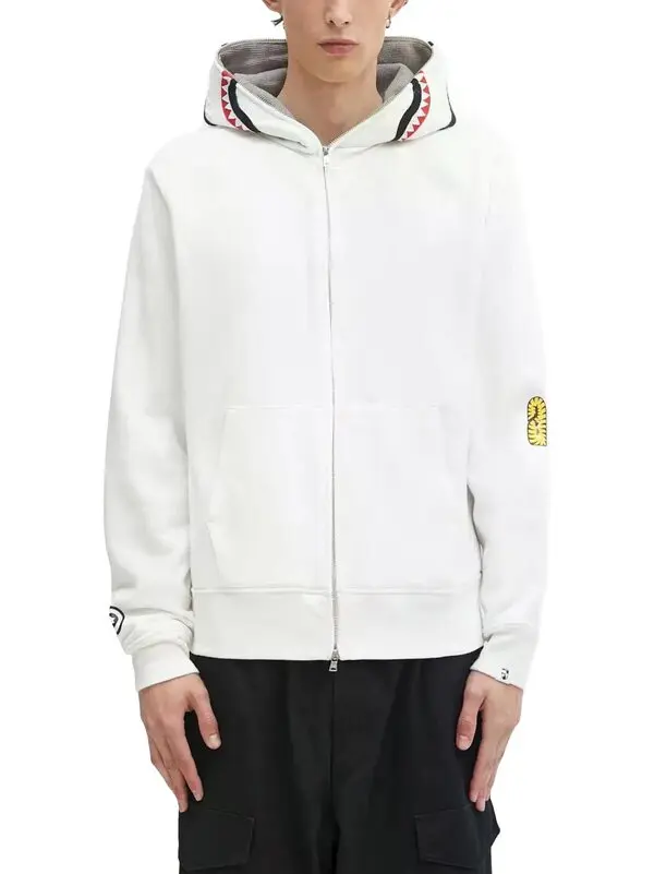 A BATHING APE Shark-motif Zip-up Hoodie - White