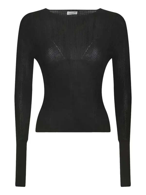 LANVIN Ribbed Knit Top - Black