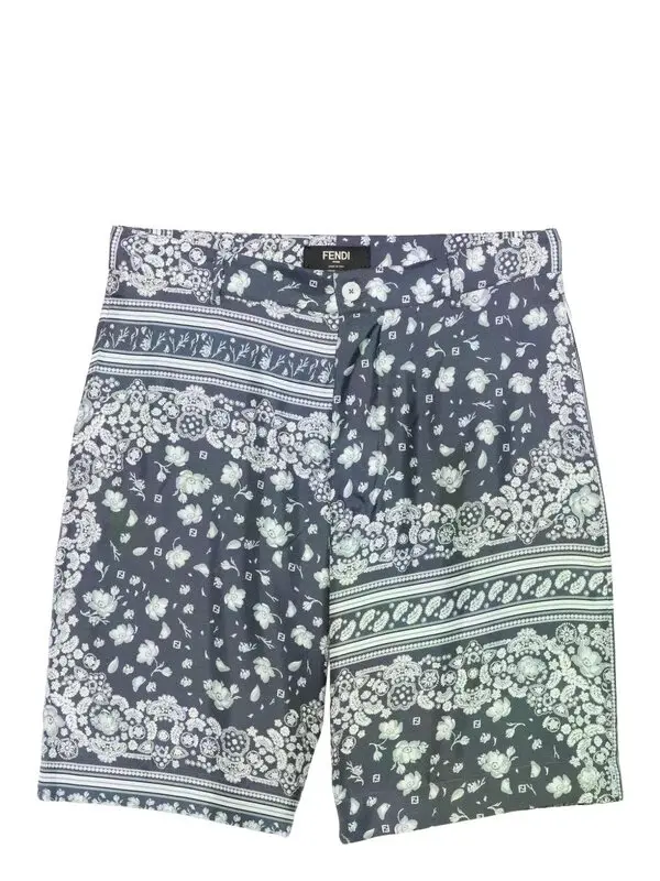 Fendi Bandana-print Silk Shorts - Blue