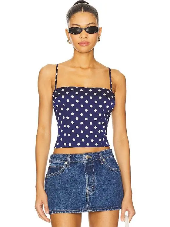 MORE TO COME Annie Cami Top - Navy Polka Dot