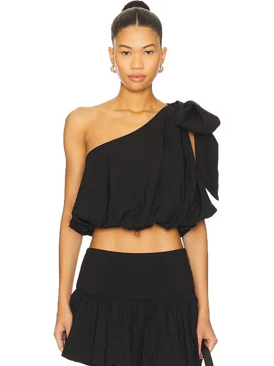 MORE TO COME Lara Asymmetrical Top - Black