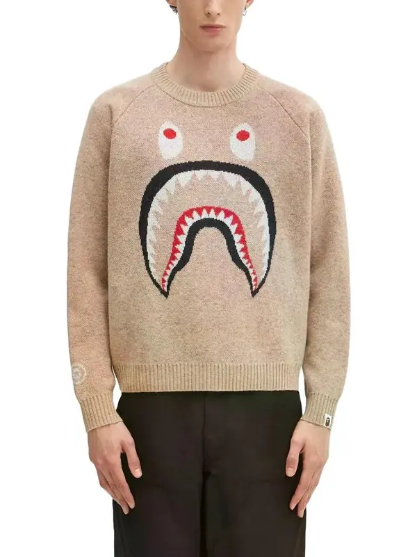 A BATHING APE Shark-head Intarsia Sweater - Neutrals
