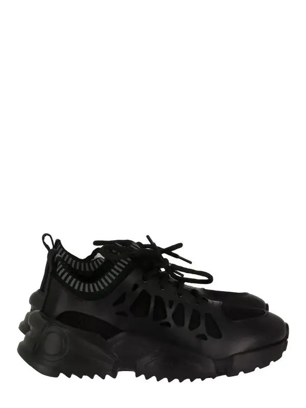 FERRAGAMO Lace-up Sneakers With Cut-out Detailing - Black