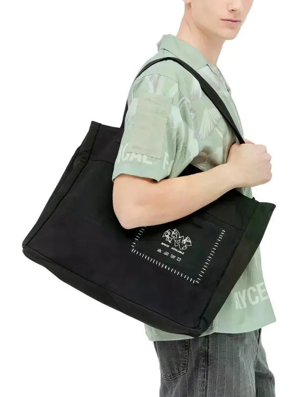 SPACE AVAILABLE Patch-pocket Tote Bag - Black