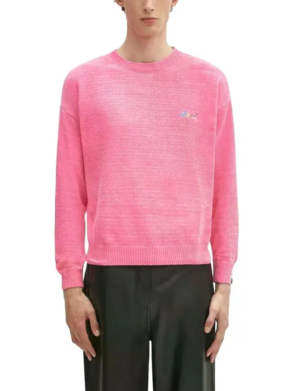 A BATHING APE Embroidered Crew-neck Sweater - Pink